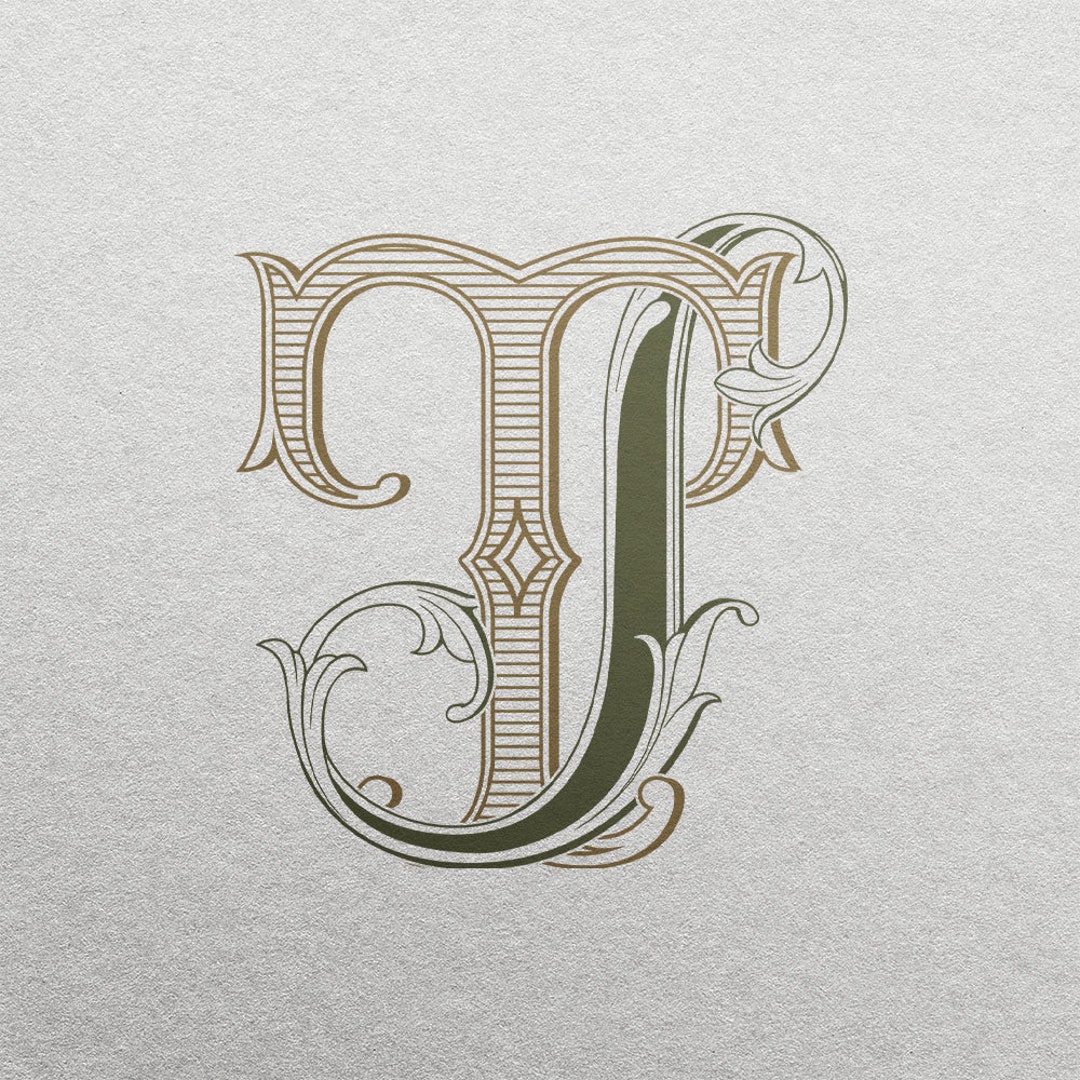 JT Wedding Monogram | a Canva Ready SVG | Large File Sizes | 2 Color ...