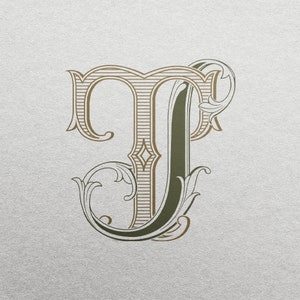 JT Wedding Monogram | a Canva Ready SVG | Large File Sizes | 2 Color ...