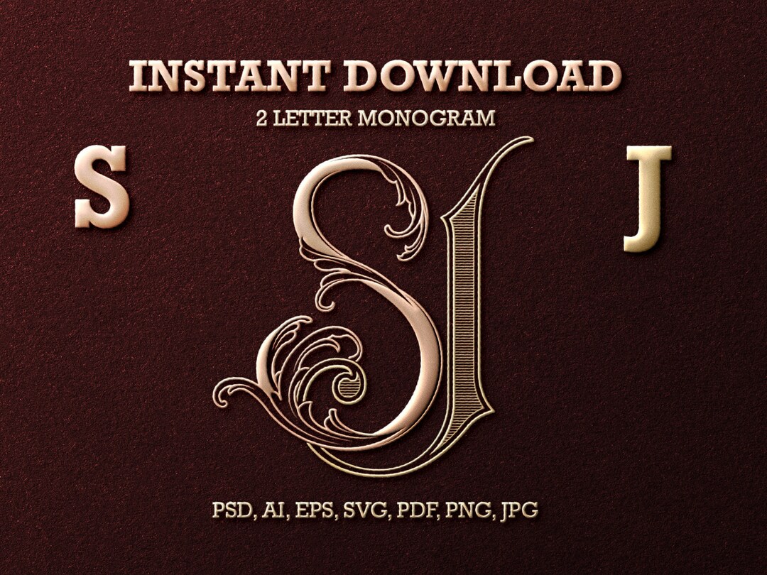 Two Letter Monogram With Letters SJ | Digital Download - Wedding ...