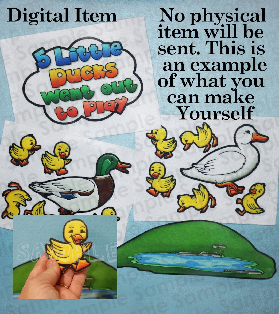 Digital Item 5 Little Ducks Story Set for Sublimation on Felt ...