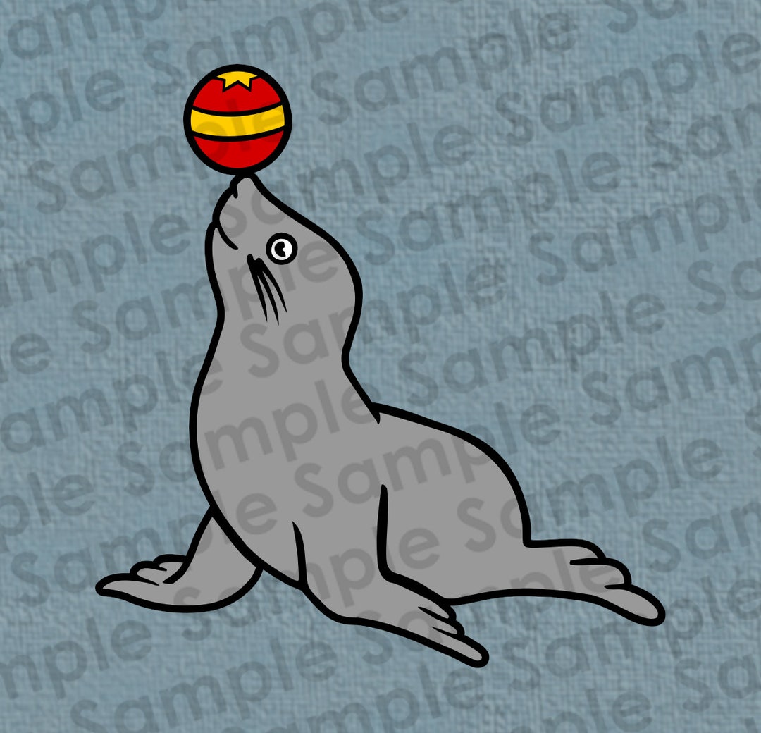 SVG, Png, DXF Easy Layered File. Seal Circus Big Top Zoo Ocean Animal ...
