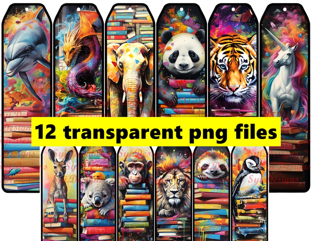 12 Color Splash Printable Animal Bookmarks.this Bundle= Tiger, Panda ...