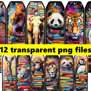 12 Color Splash Printable Animal Bookmarks.this Bundle= Tiger, Panda ...