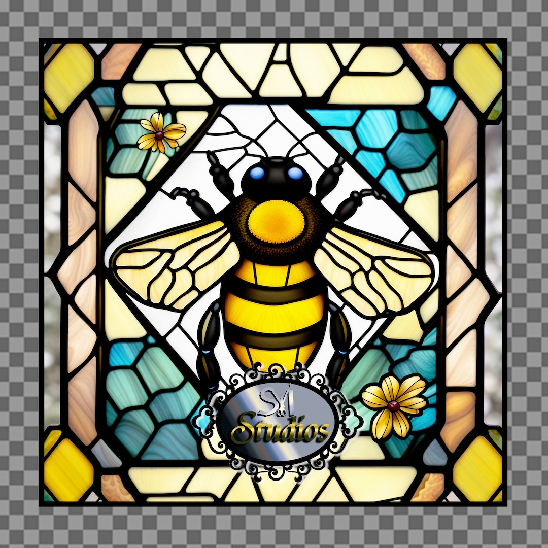 Version 3 Stained Glass Printable Image. Bumble Bee, Honey Comb, Bee ...