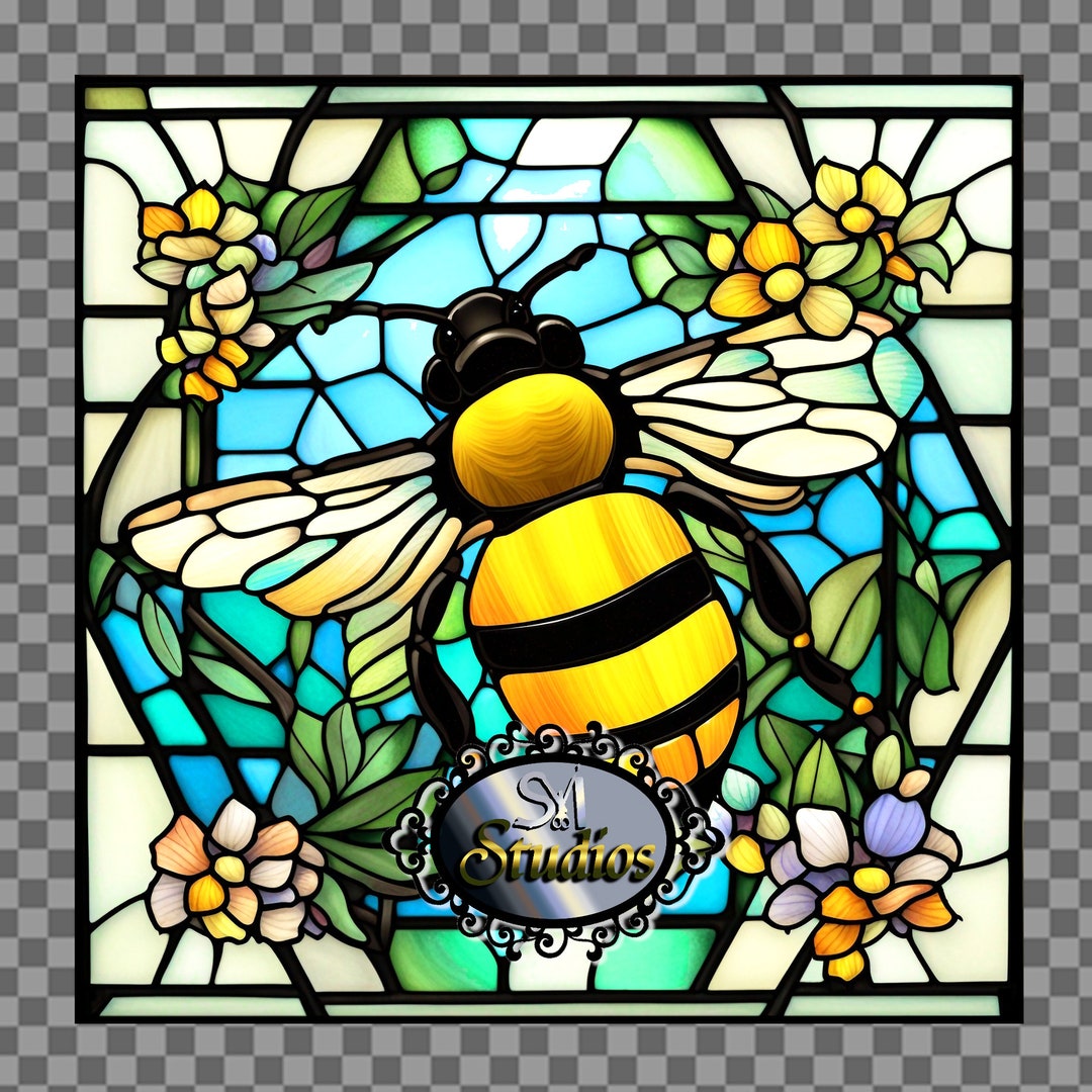 Amazing Stained Glass Printable Image. Bumble Bee, Honey Comb, Bee Hive ...