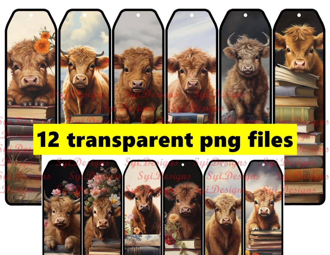 12 Highland Cows Printable Animal Bookmarks. This Bundle = Digital ...