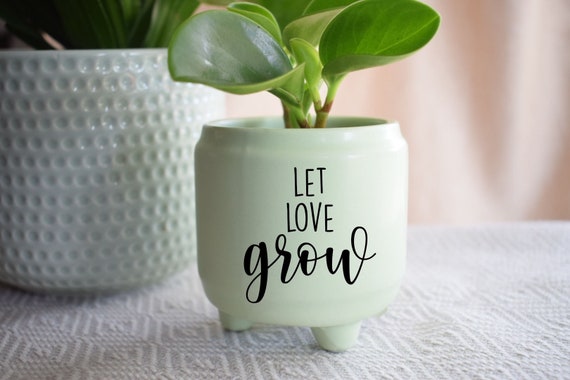 Let Love Grow PLANTER DECAL ONLY Inspirational Plant Lover - Etsy