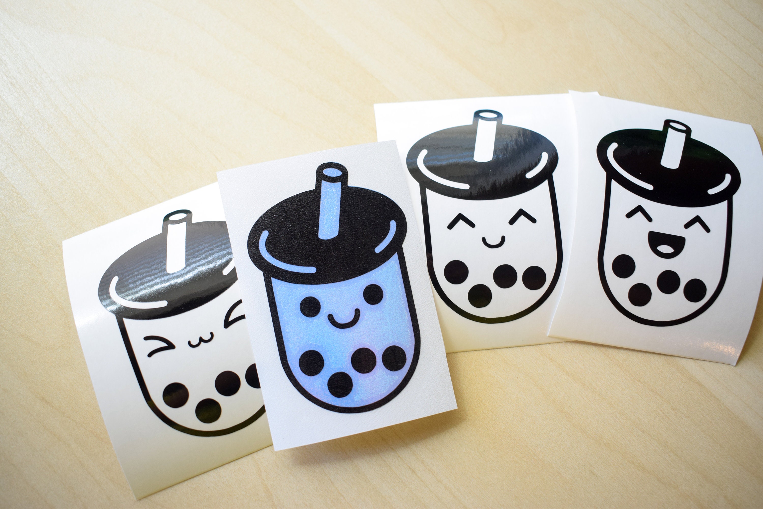 Holographic Cute Boba Decals Kawaii Bubble Tea Decals Cute - Etsy