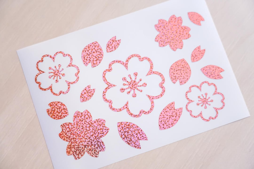 Holographic Sakura Flower and Sakura Petals Decal Sheet | Cute Decal ...