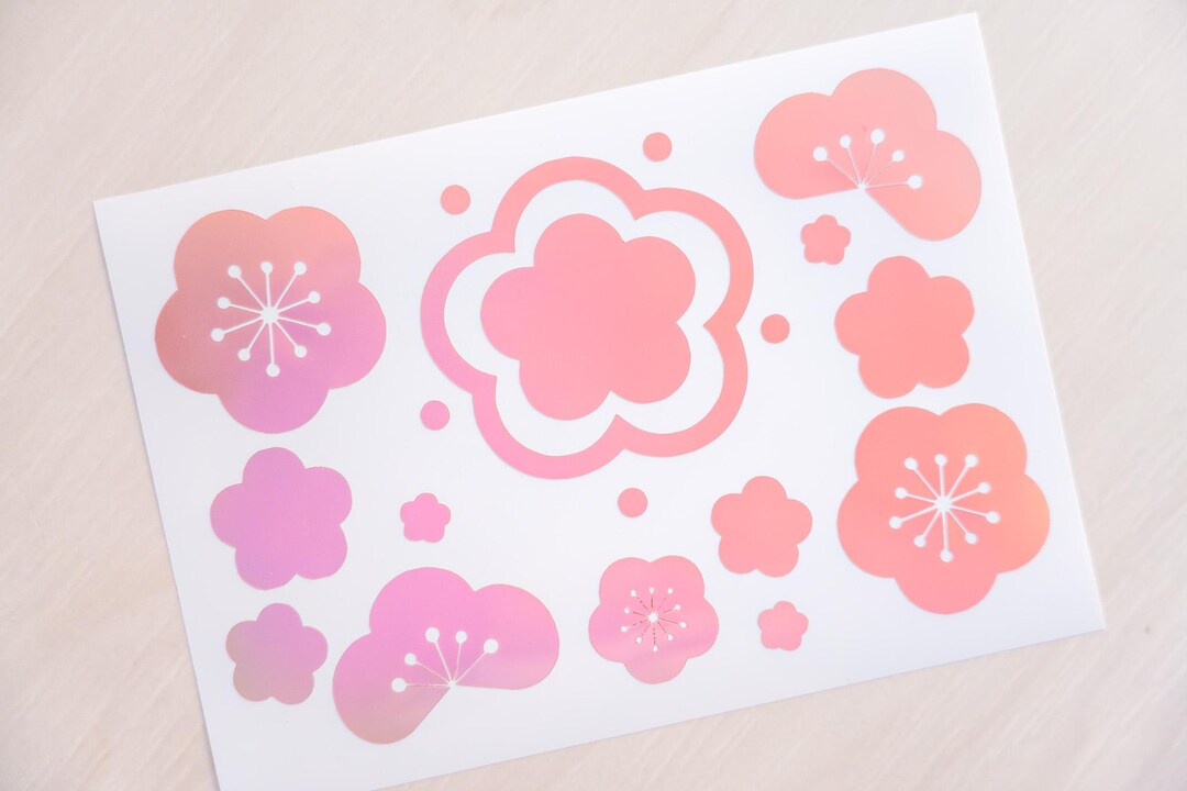 Holographic Sakura Flower and Sakura Petals Decal Sheet | Cute Decal ...