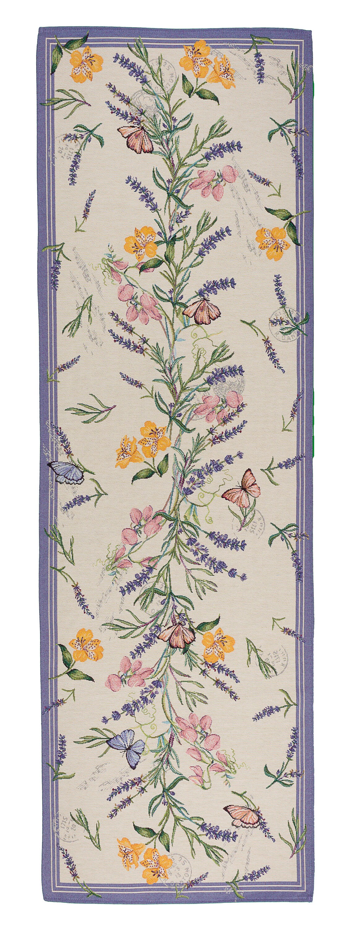 Tapestry Table Runner With Lavender and Colorful Flowers. | Etsy