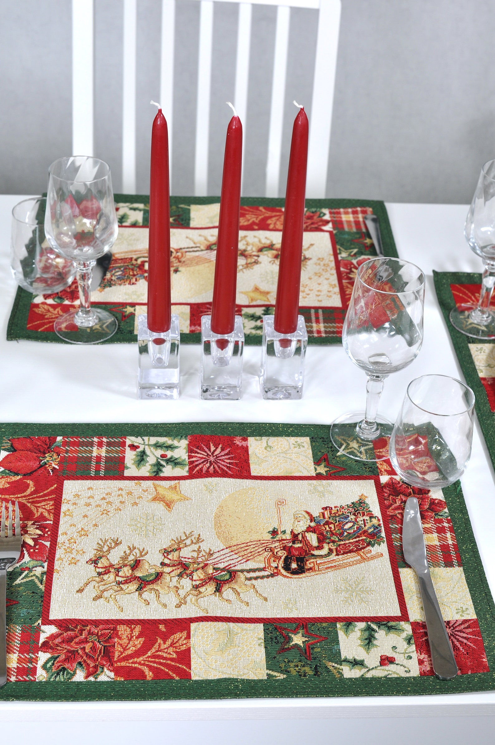 Christmas Placemat Set With Santa Sleigh for Modern Christmas - Etsy