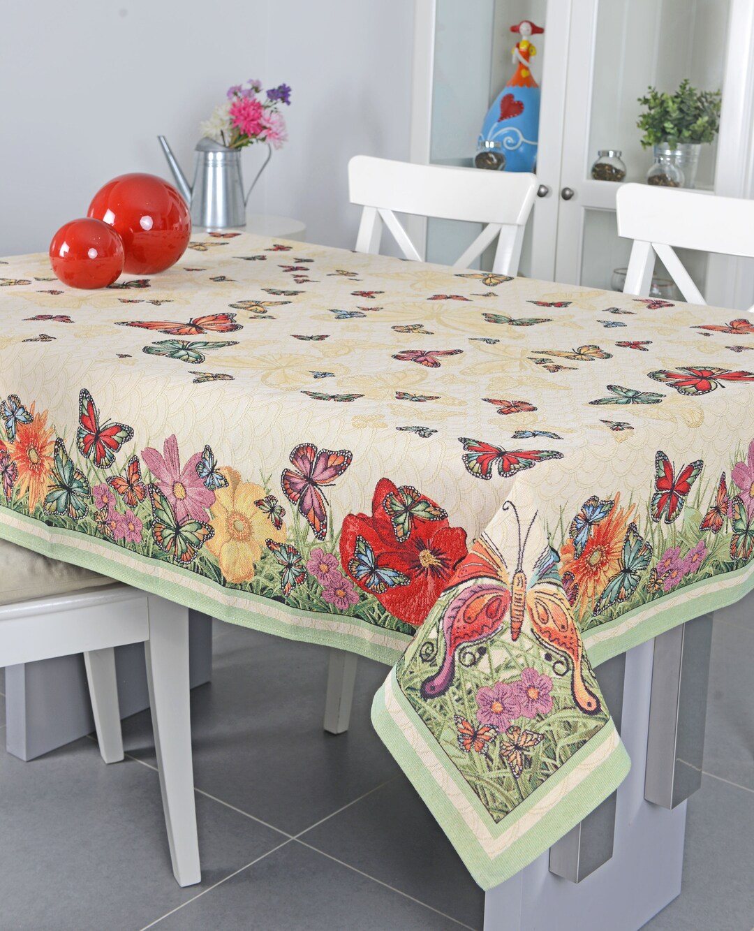 Tapestry Tablecloth With Colorful Butterflies. Table Decoration for ...