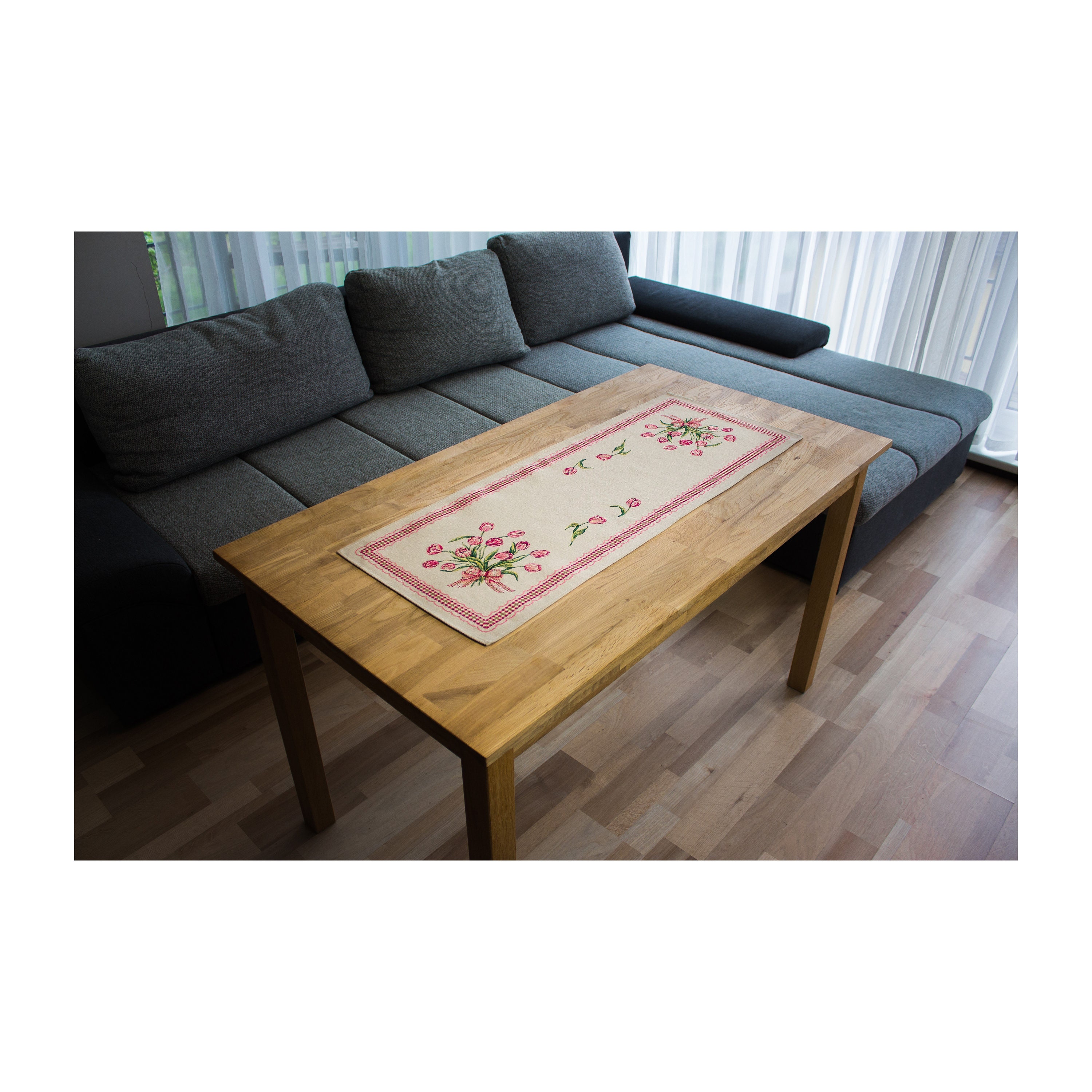 Tapestry Table Runner With Pink Tulips. Jacquard Table - Etsy