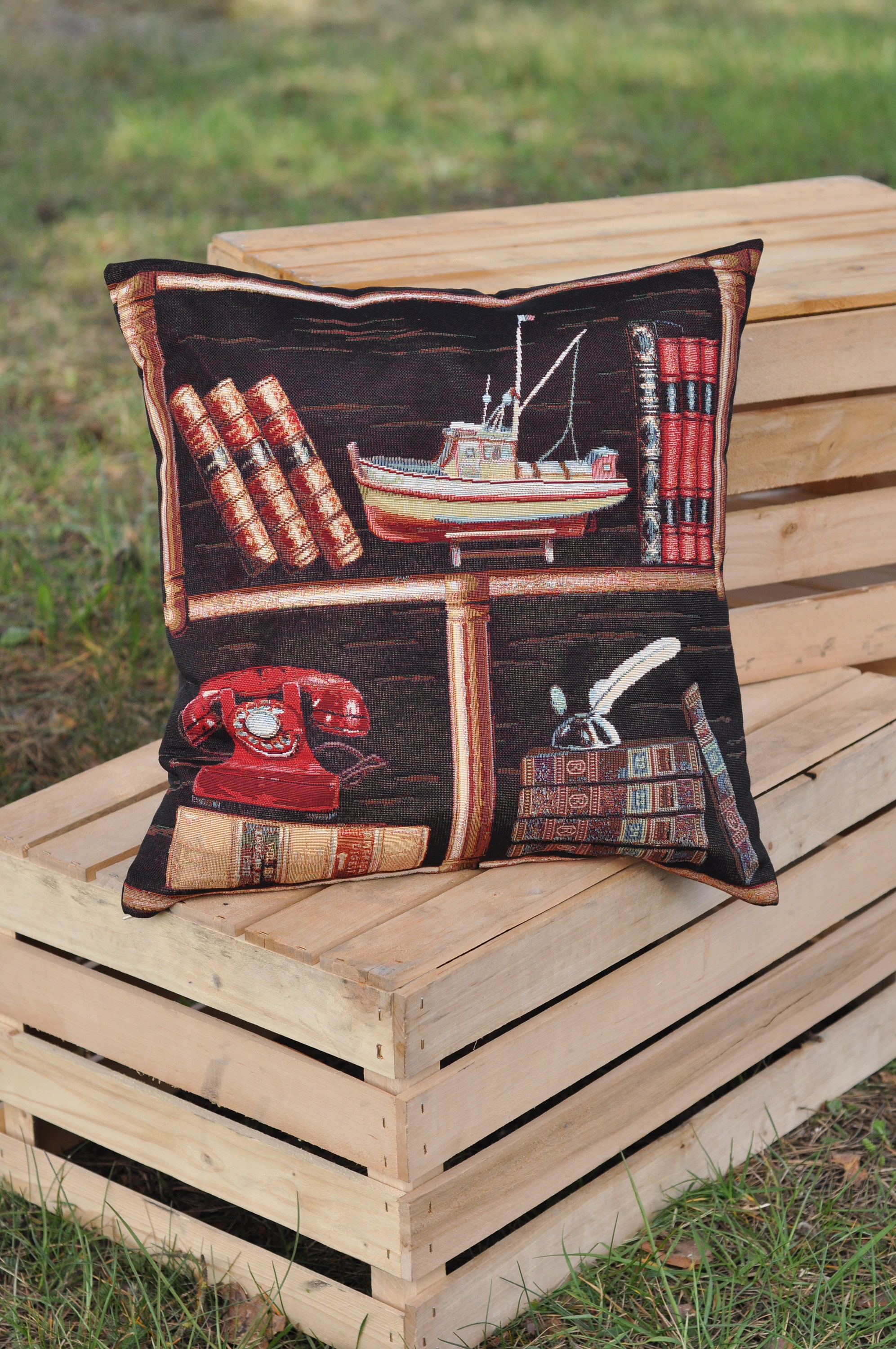 Pillow case with bookshelf. Library Books throw pillow. Book | Etsy