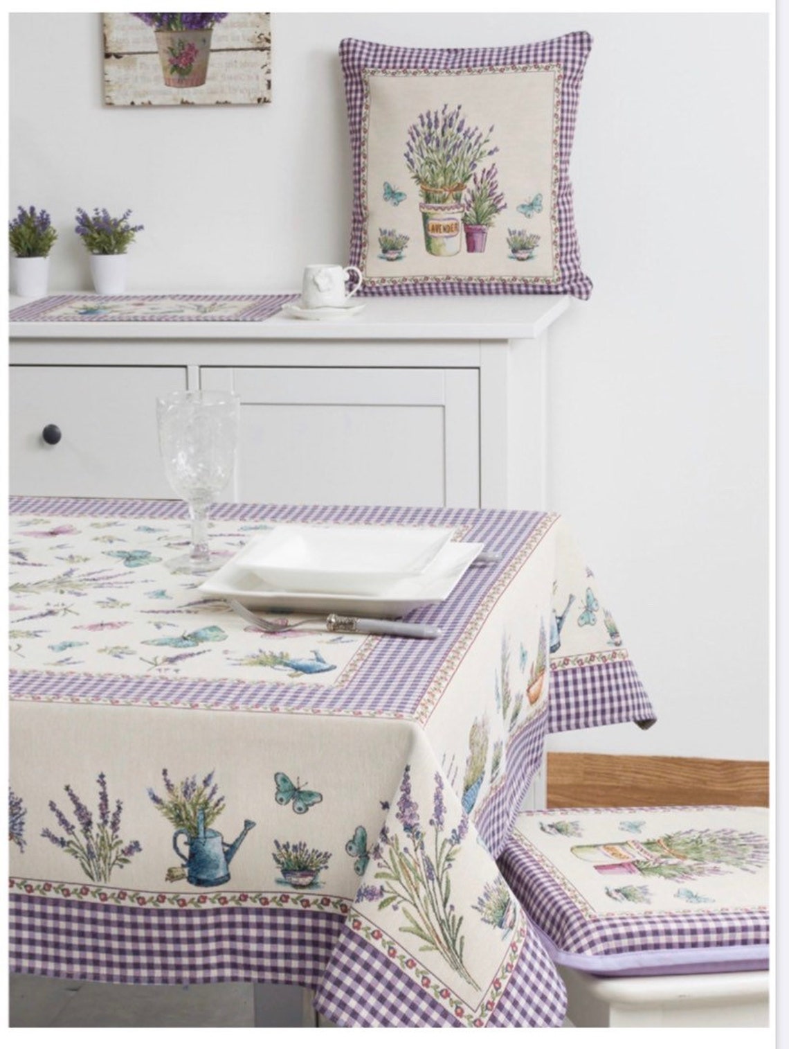 Tapestry Table Cloth With Lavender and Butterflies. Table | Etsy