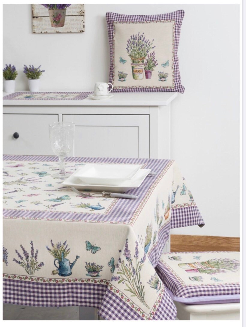 Tapestry Table Cloth With Lavender and Butterflies. Table | Etsy