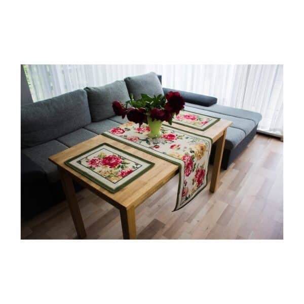 Tapestry Table Runner With Peony Flower. Summer Decor With - Etsy