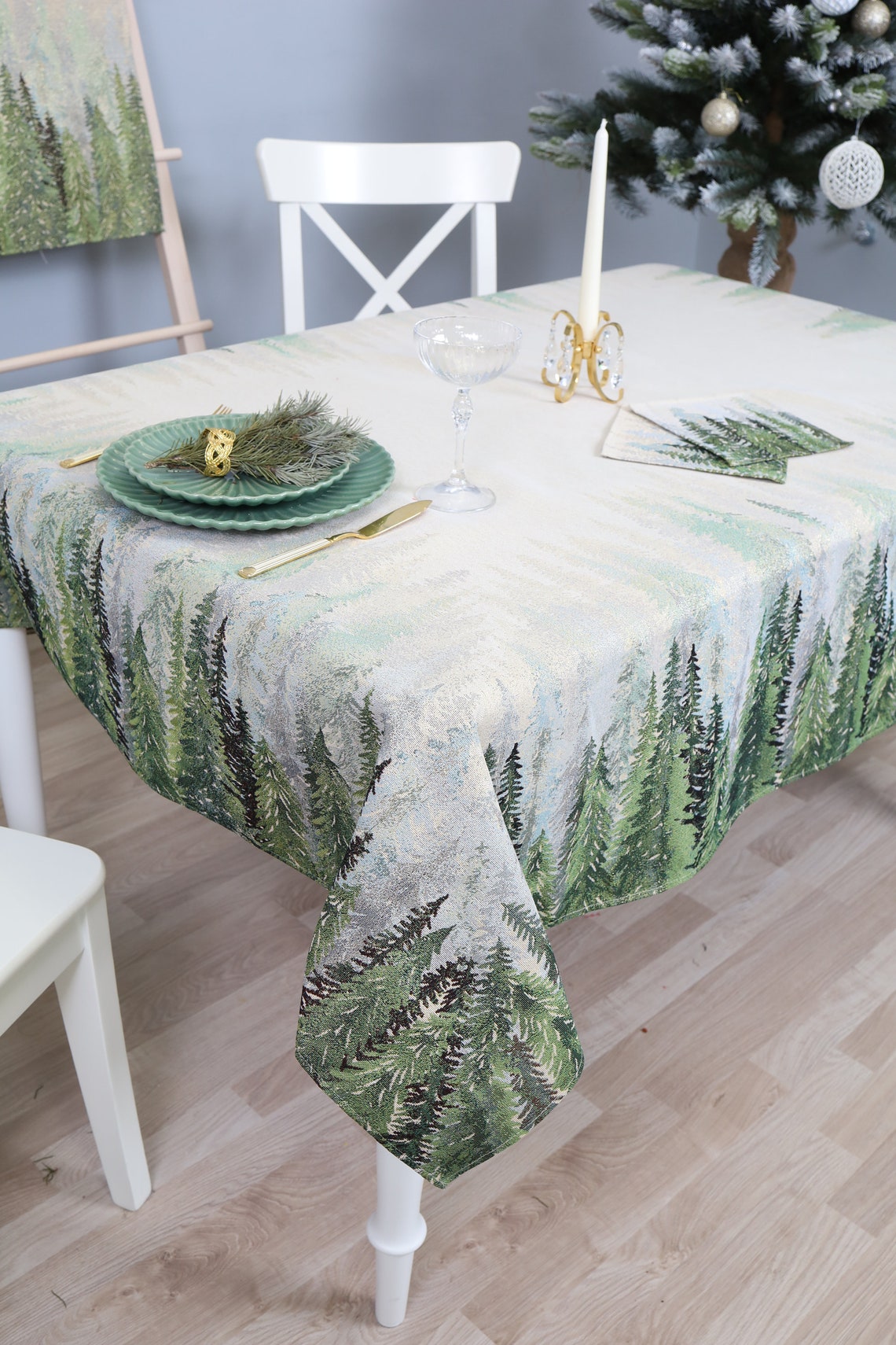 Christmas Tablecloth Forest | Table Cover | Modern Home Decor ...