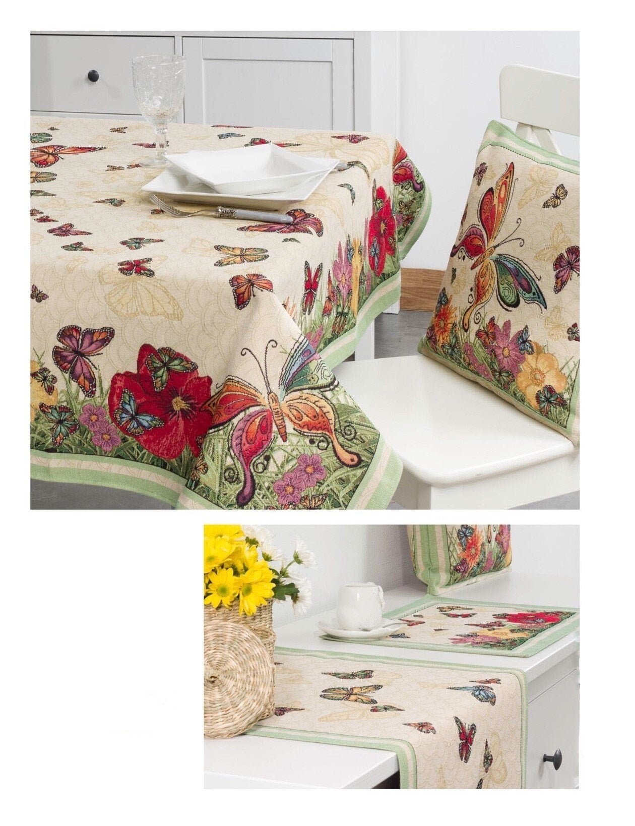 Tapestry Tablecloth With Colorful Butterflies. Table | Etsy