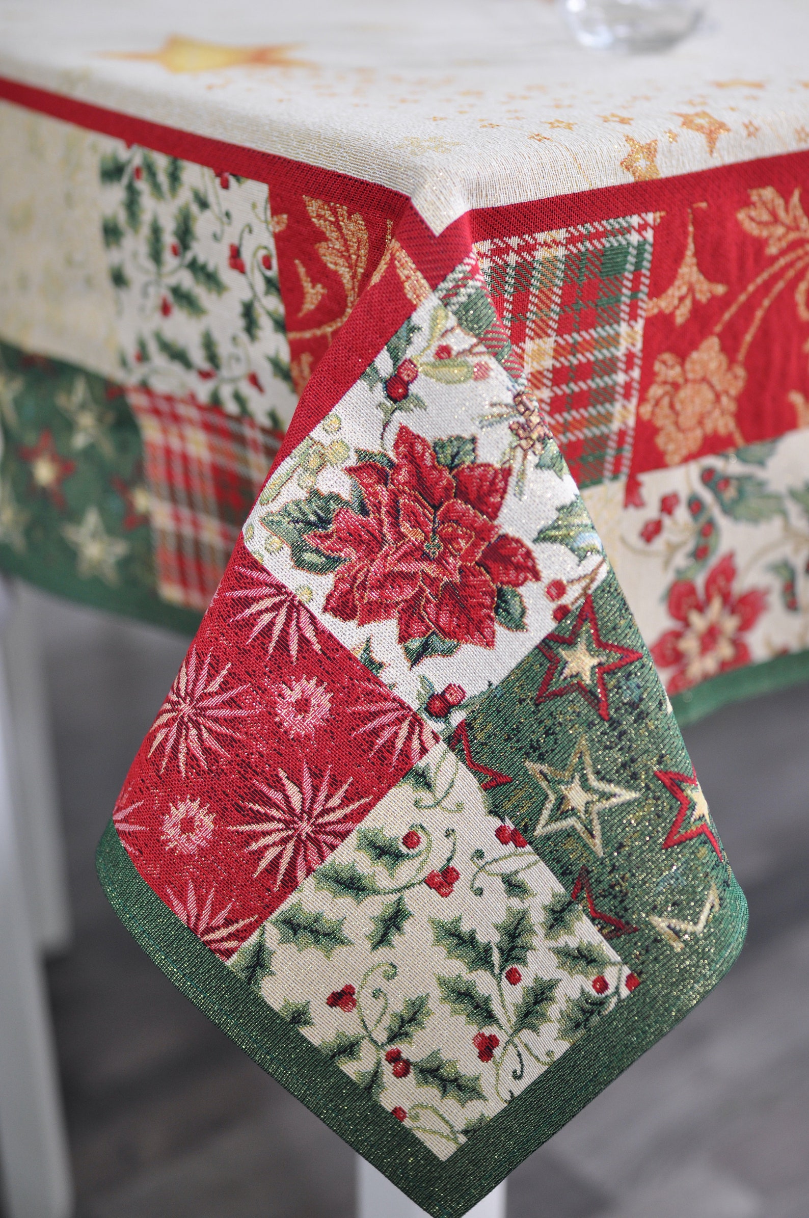 Festive Christmas Tablecloth is Made of Tapestry Fabric Woven - Etsy