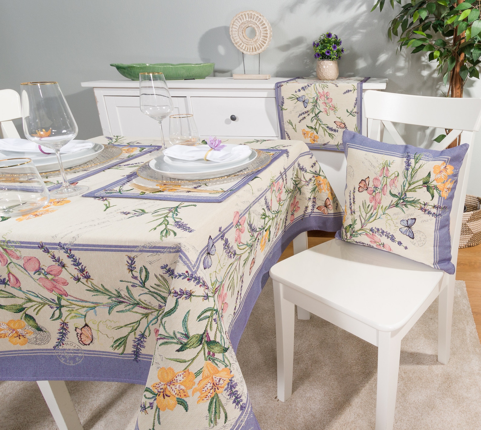 Tapestry Tablecloth With Lavender and Colorful Flowers. - Etsy