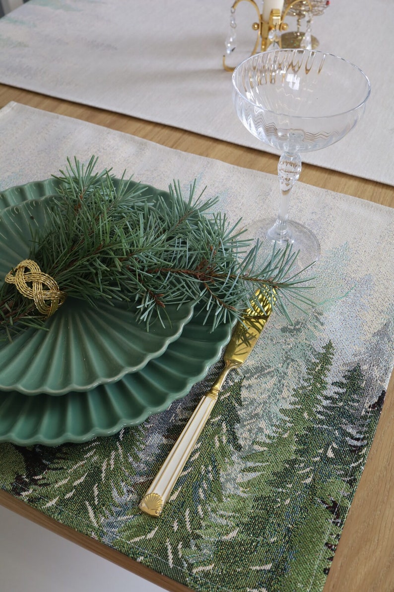 Forest Christmas Placemats: Modern Holiday Table Decor - Etsy