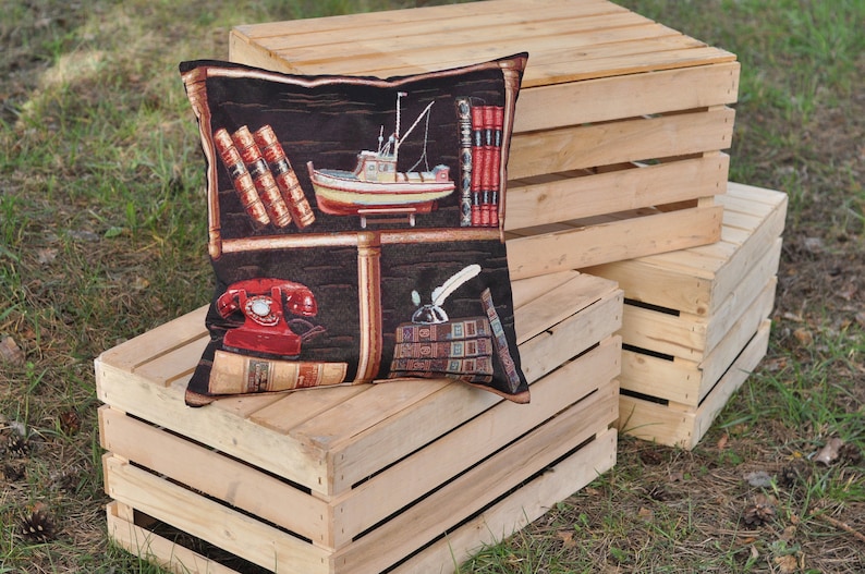 Pillow Case With Bookshelf. Library Books Throw Pillow. Book - Etsy