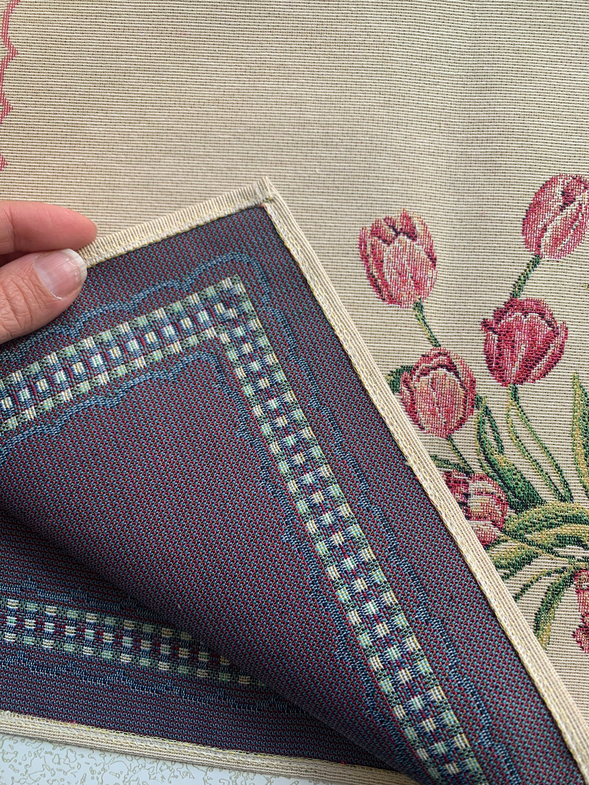 Tapestry Table Runner With Pink Tulips. Jacquard Table - Etsy