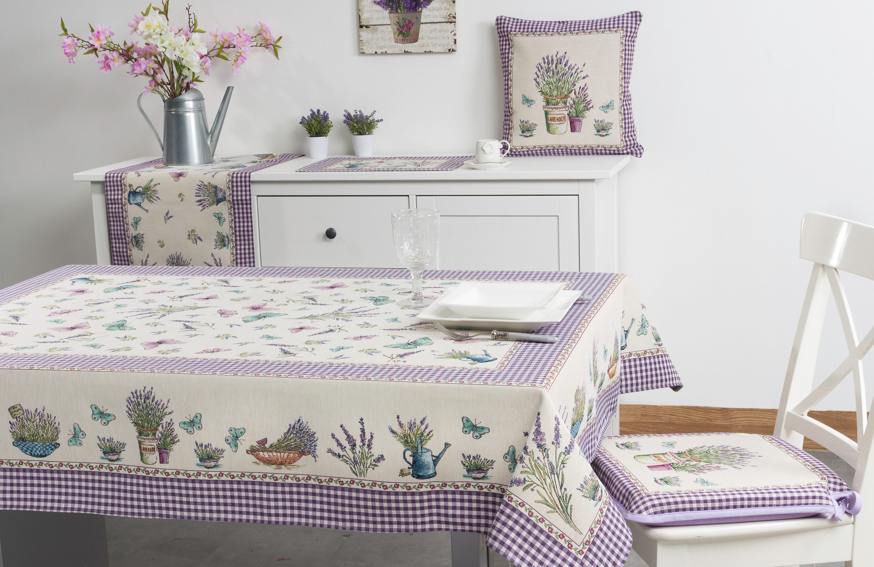 Tapestry Table Cloth With Lavender and Butterflies. Table | Etsy