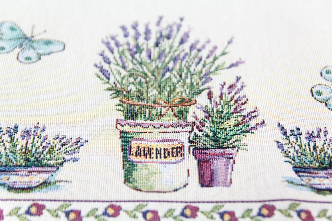 Tapestry Table Cloth With Lavender and Butterflies. Table | Etsy