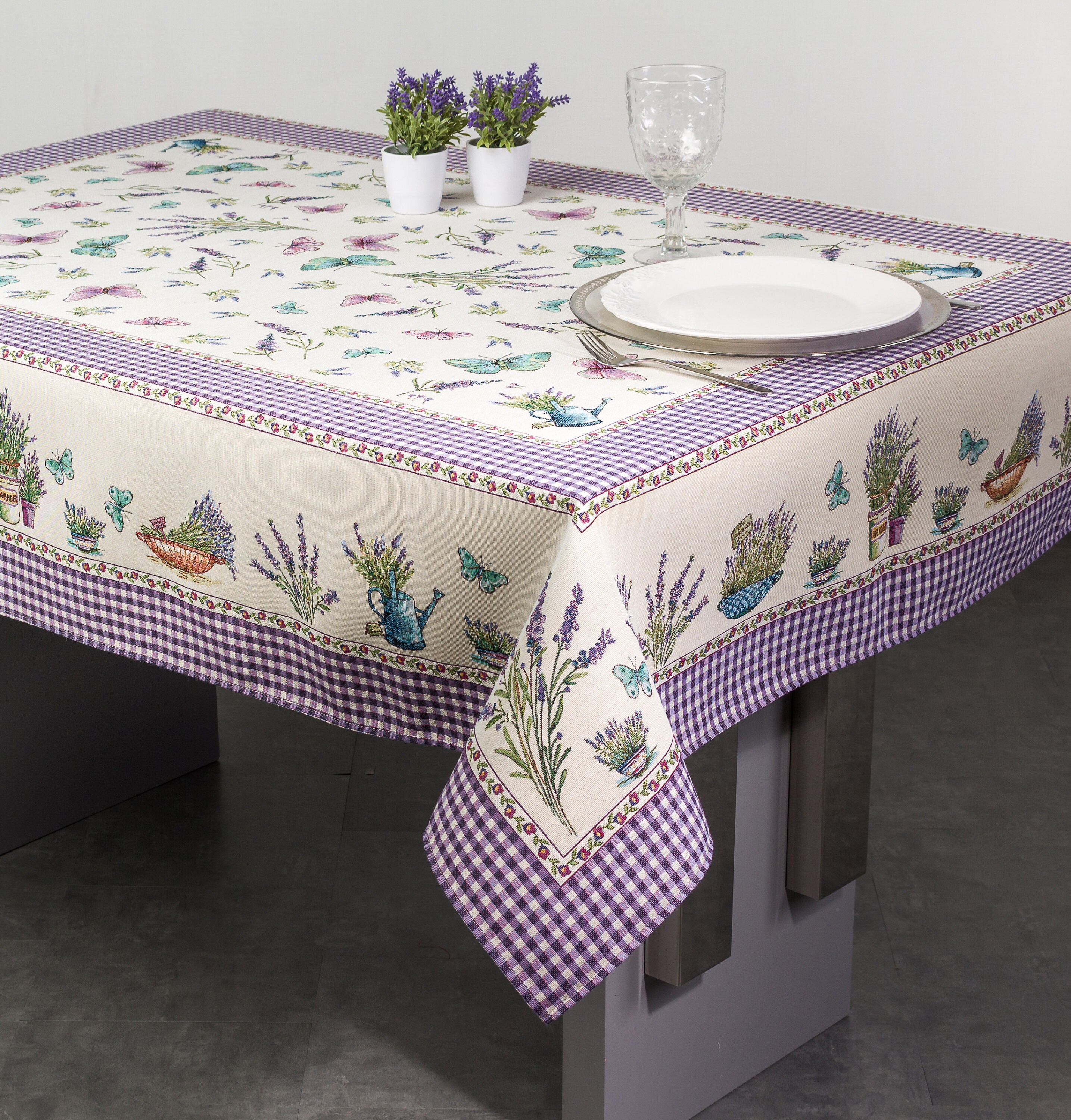 Tapestry Table Cloth With Lavender and Butterflies. Table | Etsy