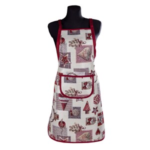 Christmas Apron With Christmas Ornaments Tapestry Apron, Festive Apron ...