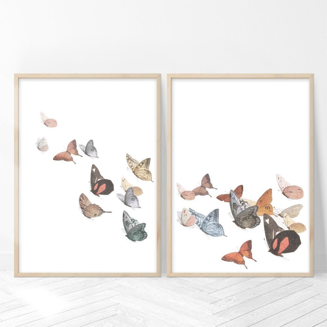 Butterfly Print Set of 2 Digital Download Wall Art Digital - Etsy