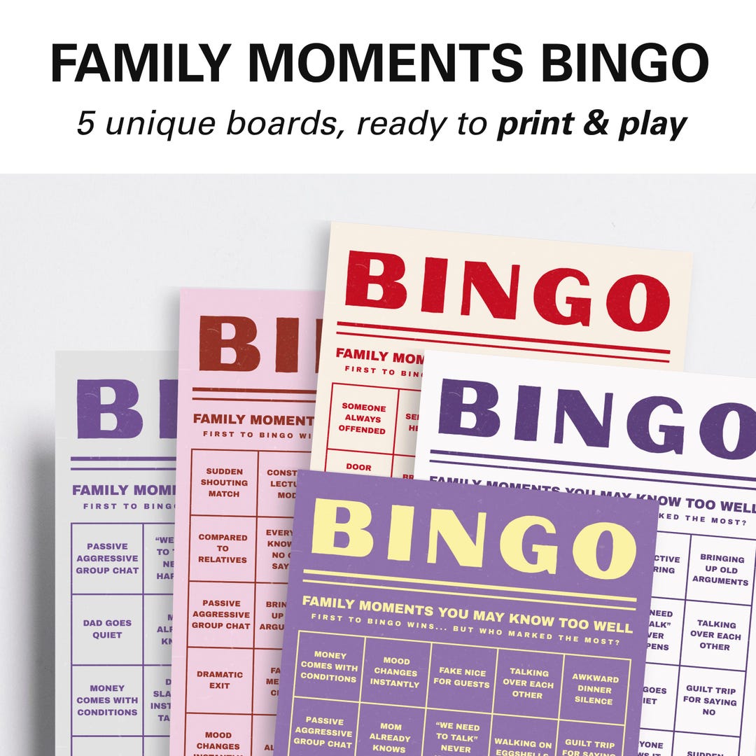 Family Game — Printable Social Bingo Party Game for Family Gathering ...