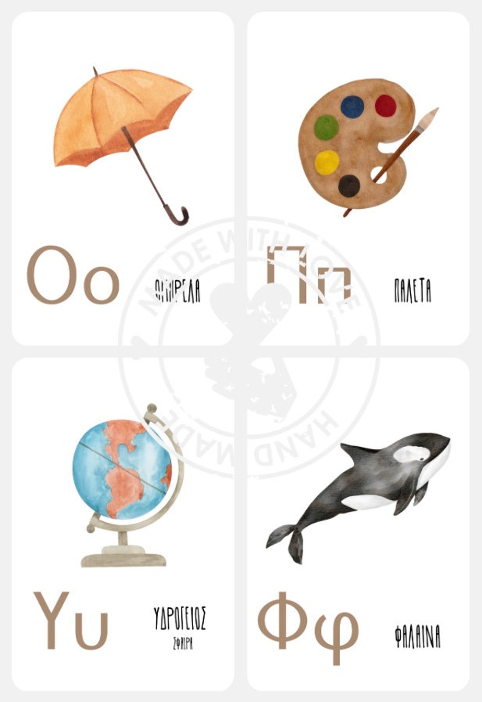 Greek Alphabet Flashcards for Kids - Instant Download - Το Ελληνικό ...