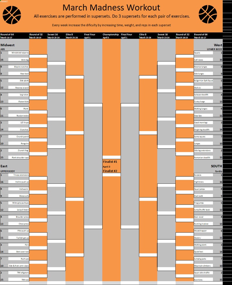 March Madness Workout - Etsy