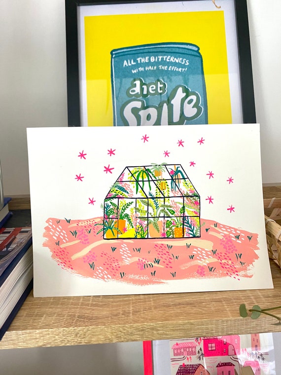 Gouache A5 Original Gouache IllustrationGouache PaintingGreenhouse ...