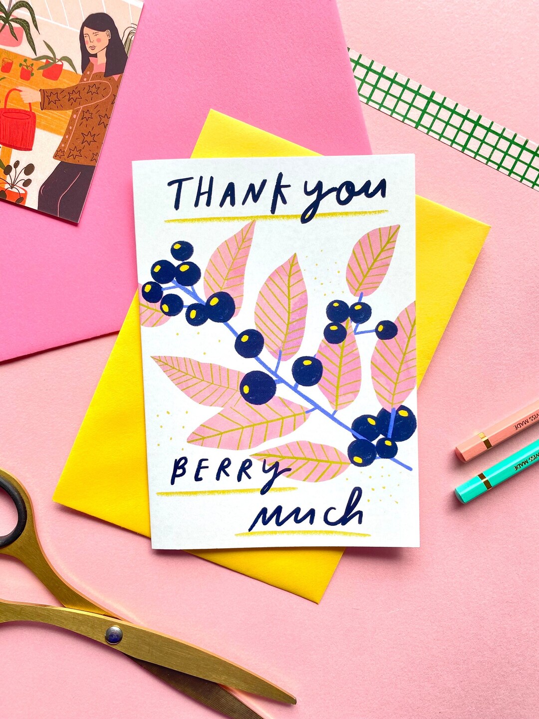 Thank You Berry Much Funny Greetings Card | Punny Thankful Appreciation ...