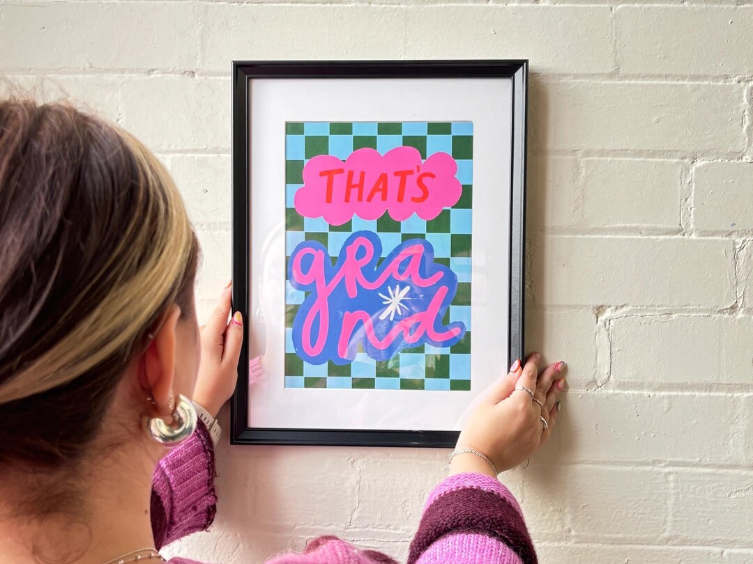 Belfast Slang Art Print: "that's Grand" Typographic Checkerboard Design ...