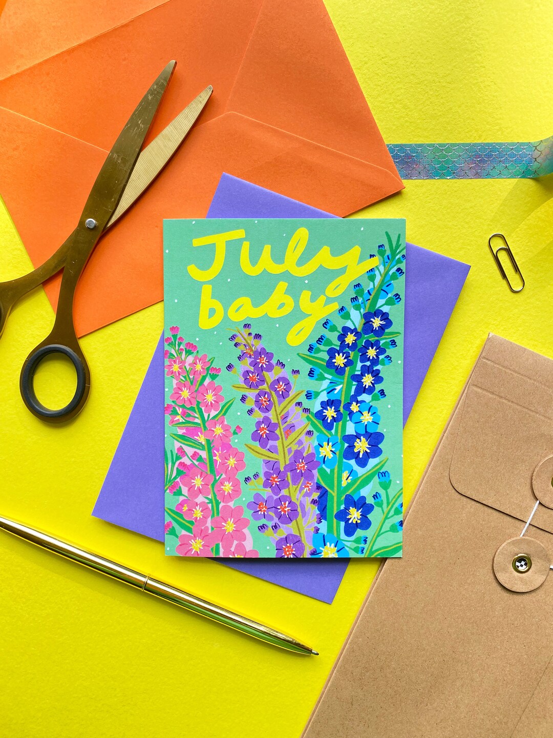 July New Baby Birth Month Greetings Card | Newborn Son Daughter ...