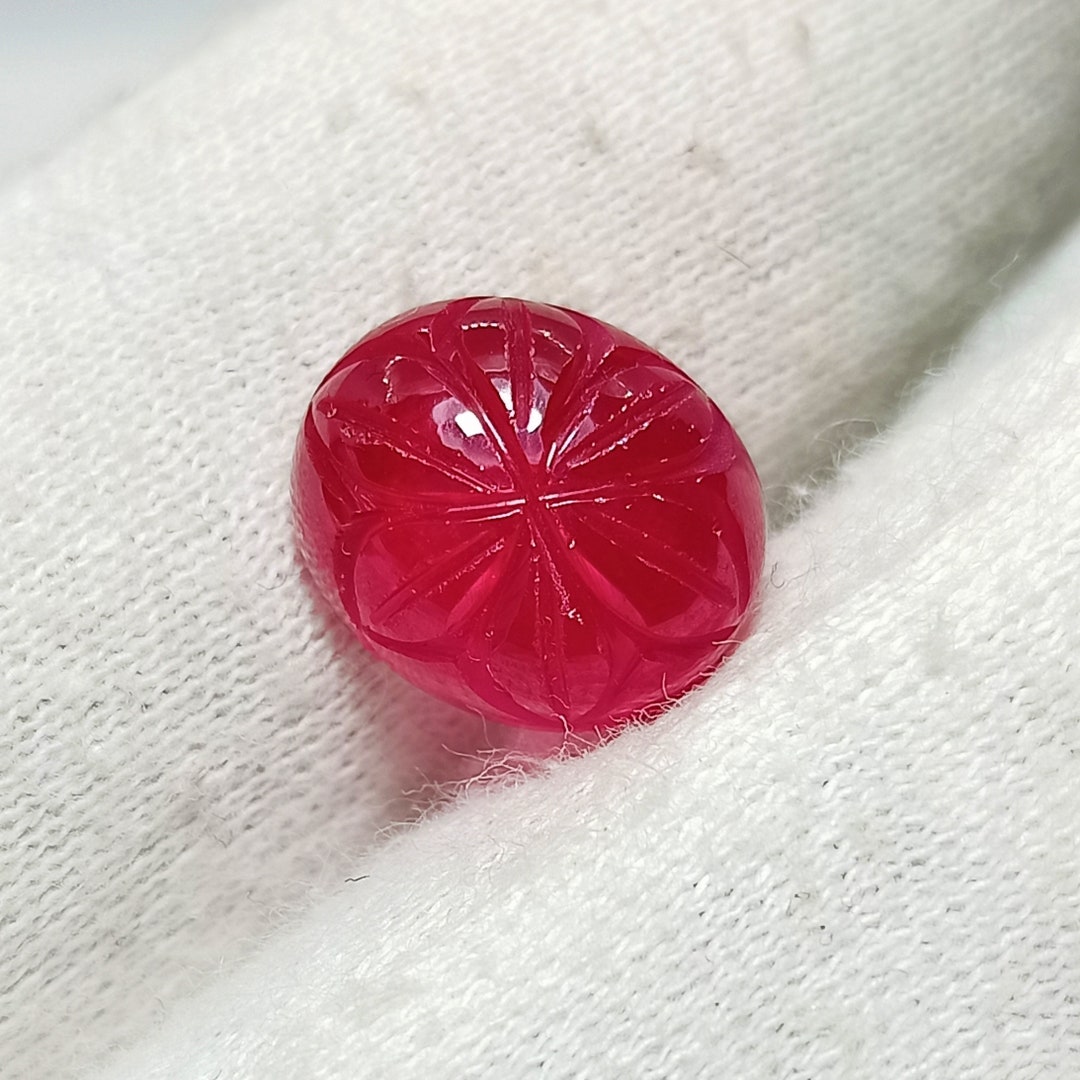 Carved Oval Ruby Gemstone: AAA+ Quality Jewelry Stone (10X12X5 Mm) - Etsy