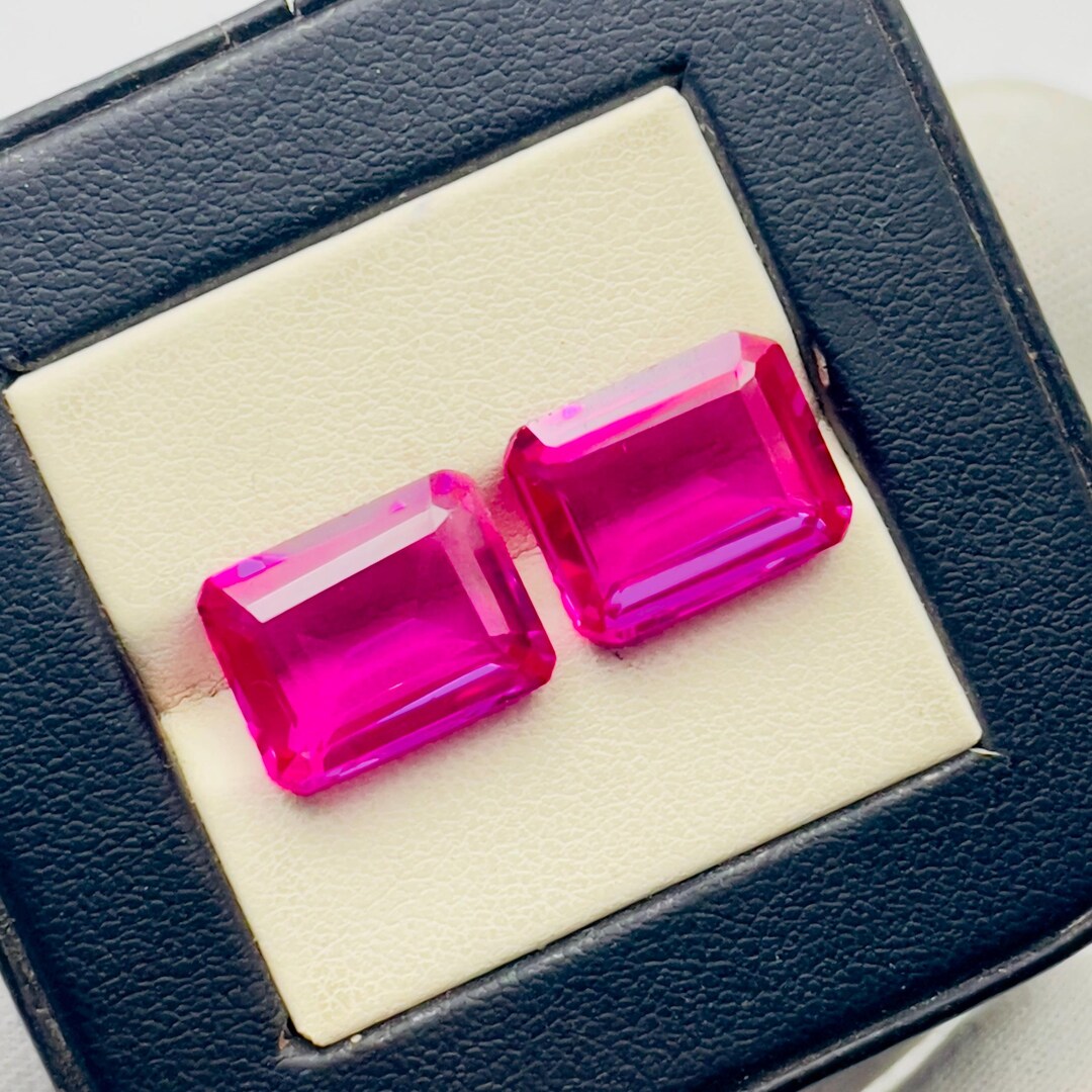 9.5 Cts Lab Grown Pink Ruby Gemstone: Emerald Cut Radiant Shape ...