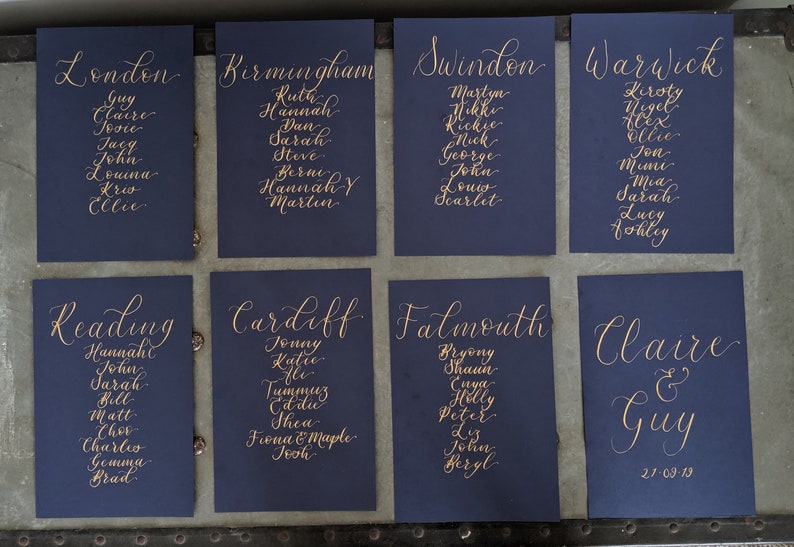 Calligraphy Table Plan Wedding Table Plan Hanging Seating - Etsy