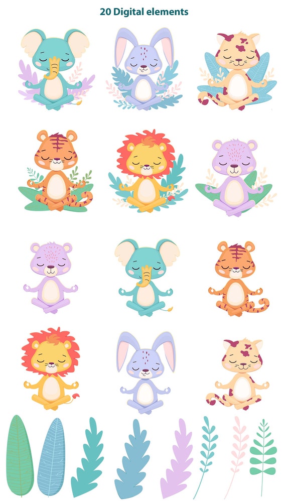 Clip Art & Image Files Card Making & Stationery Animals Yoga Clipart ...
