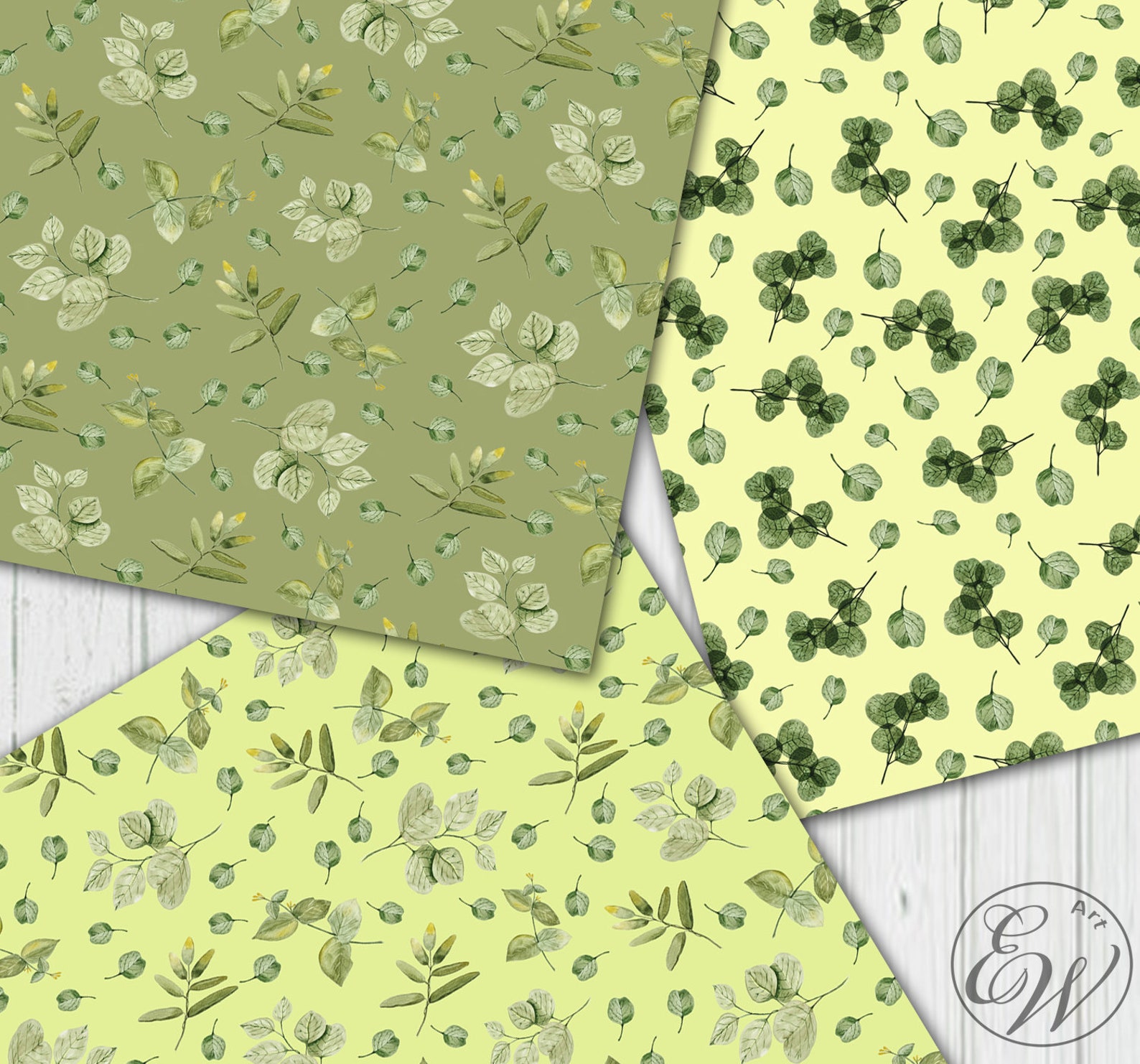 Greenery paper pack printable scrapbooking paper eucalyptus | Etsy