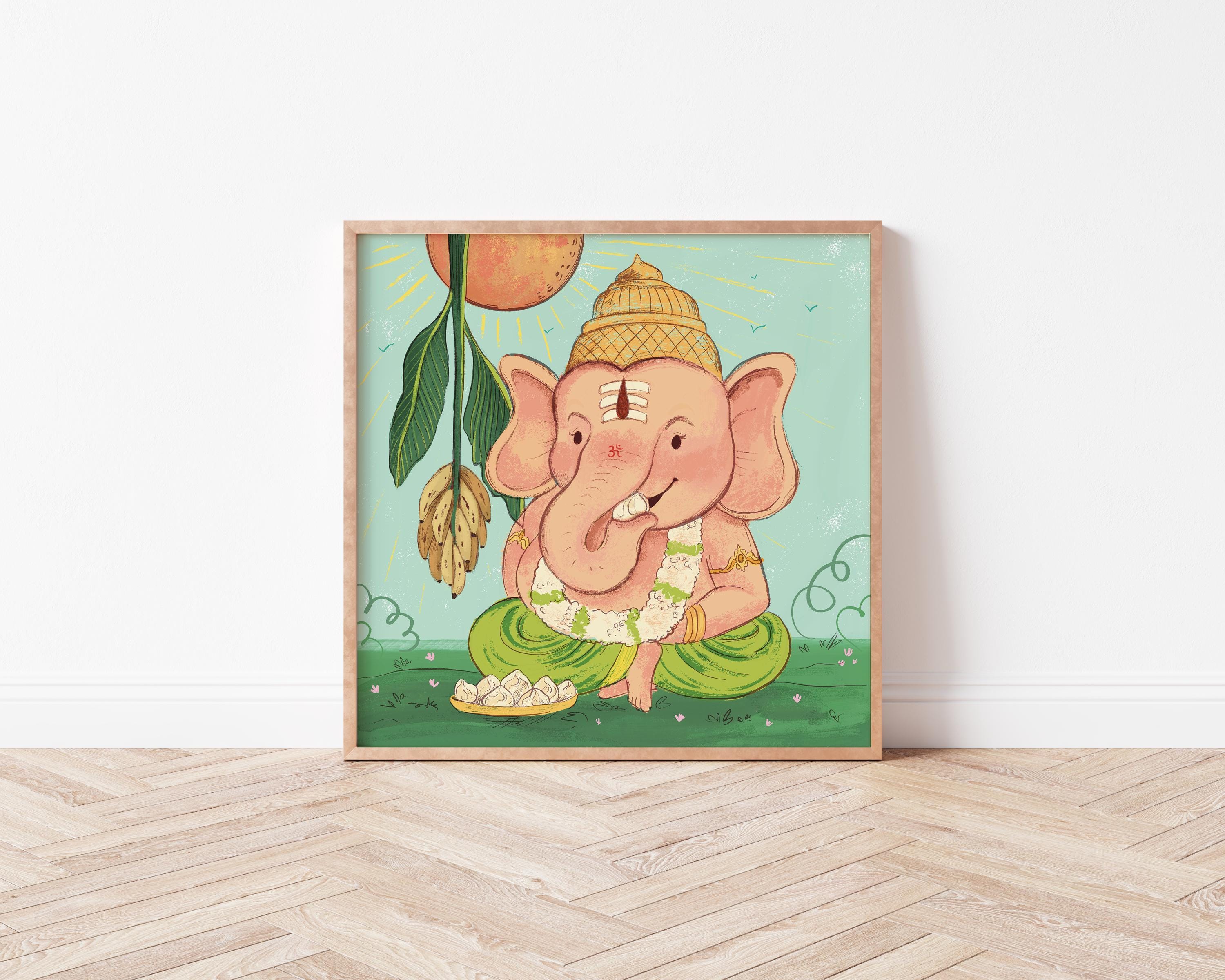 Baby Ganesha Digital Print Artwork | Baby Ganapathi for Kids Room ...
