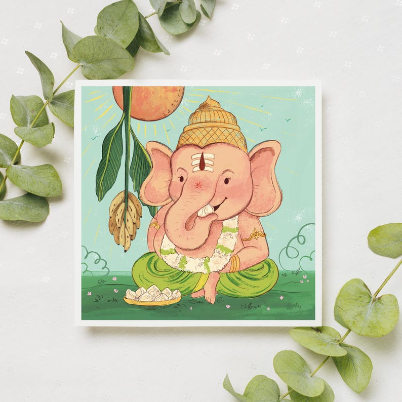 Baby Ganesha Digital Print Artwork | Baby Ganapathi for Kids Room ...
