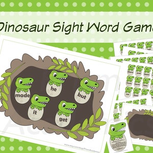 Dinosaur Sight Word Game - Homeschool/preschool/kindergarten - Instant ...