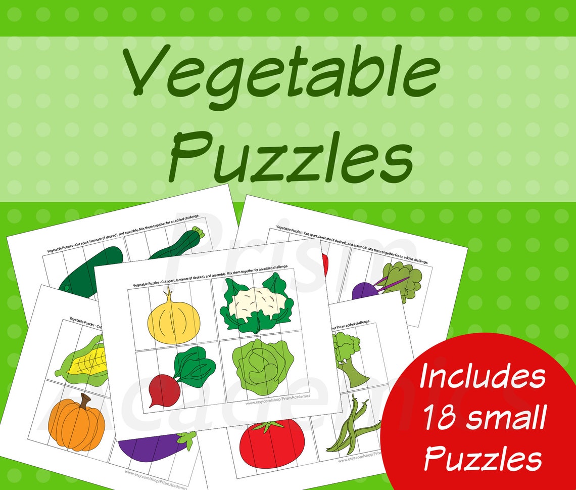 Vegetable Puzzles Instant Download Printable - Etsy